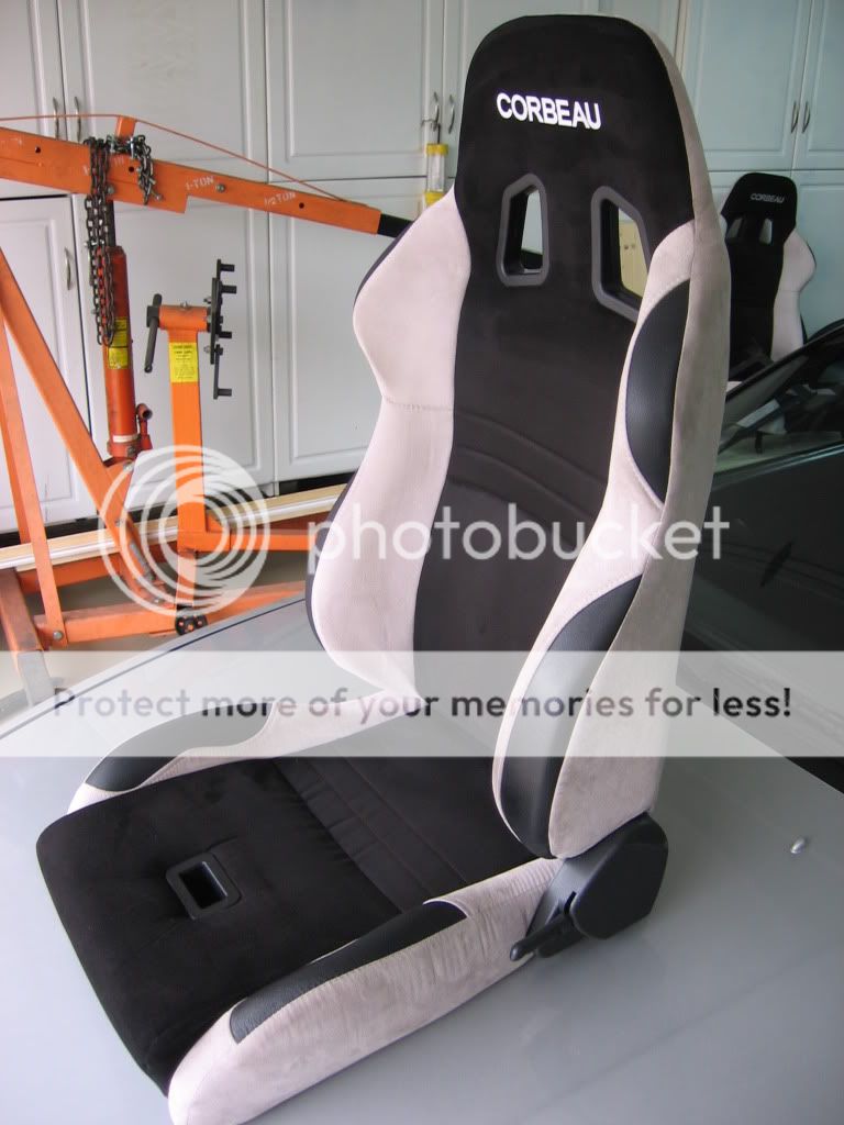 CA Corbeau A4 Reclining Racing Seats w/Rails (Black/Grey Microsuede ...